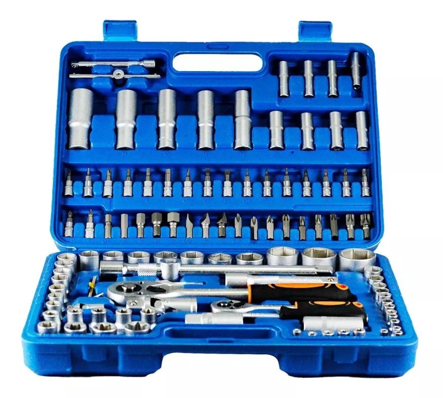 Juego De Copas, Ratchets y Brazos Extensores x 108 Piezas Herramientas Profesional – Eje Tools